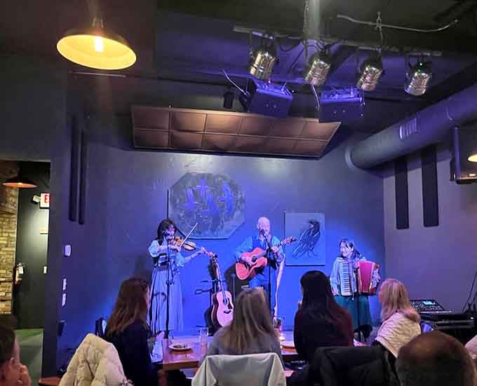 Local musicians transform dinner into an experience with folk, bluegrass, and acoustic performances that feed the soul while the kitchen nourishes the body.