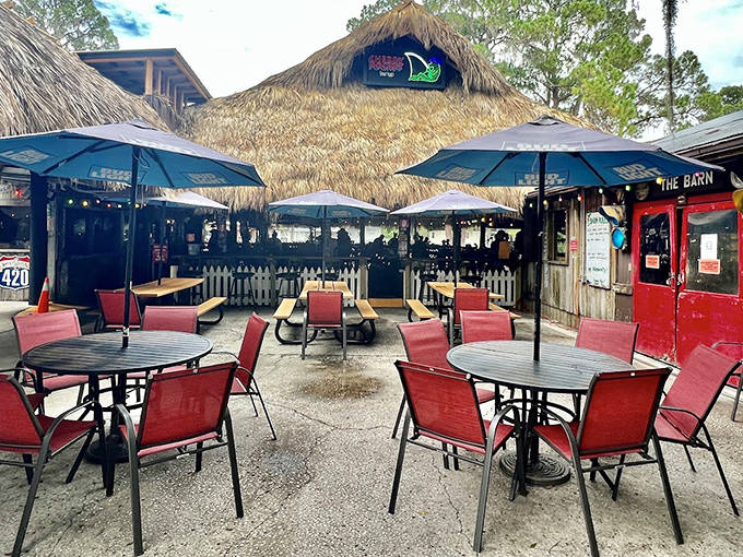 Outdoor dining under Coca-Cola umbrellas&mdash;where fresh air makes everything taste better. Summer in Maine, distilled into a perfect meal setting.