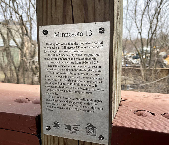 "Minnesota 13" &ndash; who knew this picturesque spot had a moonshine connection? Prohibition-era spirits once flowed as freely as the nearby brook.