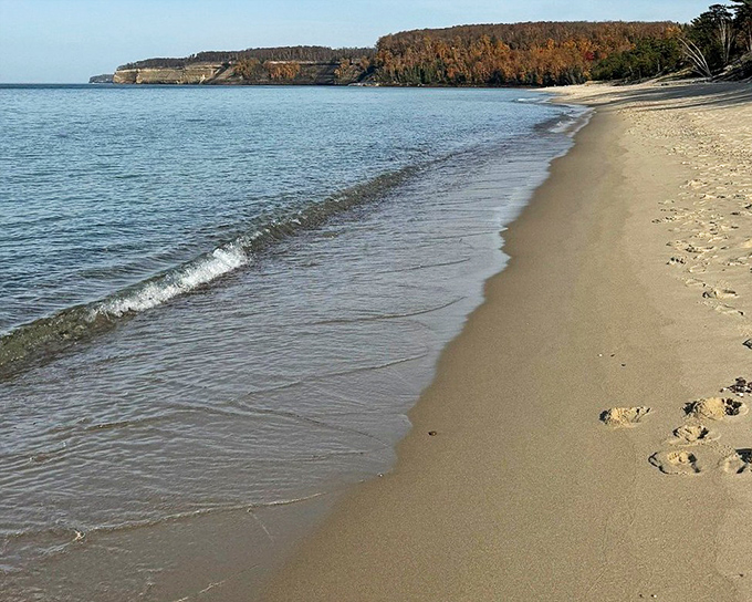 Sandy shores stretch alongside Lake Superior's impossibly clear waters, creating a beach experience that makes you forget you're in the Midwest, not Maui.