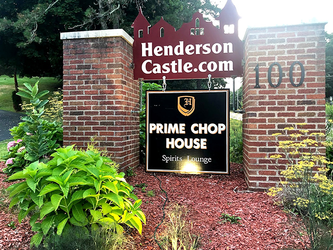 The castle's sign stands guard at the entrance, promising visitors they've arrived somewhere special &ndash; not just another restaurant.