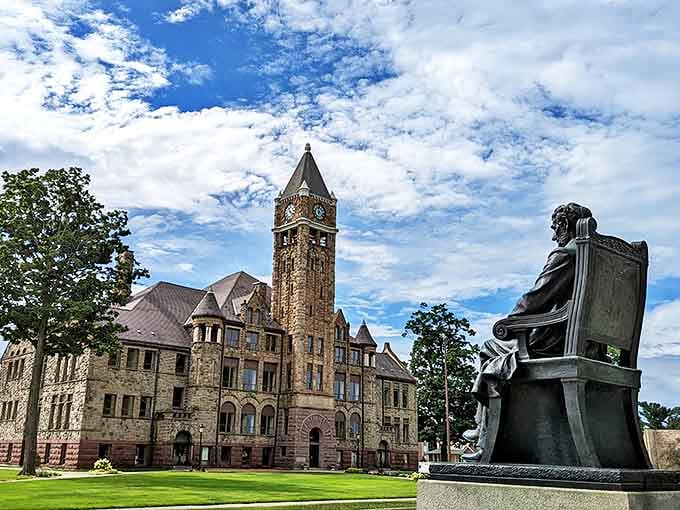 The maritime heritage of Muskegon lives on through its working waterfront where industry meets recreation along Lake Michigan's shore.