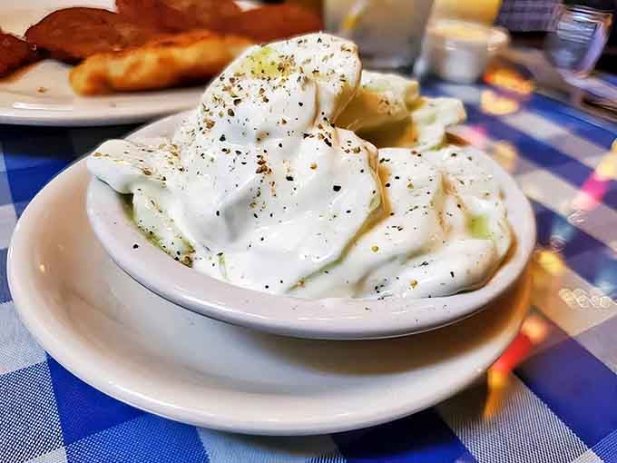 Creamy cucumber salad sprinkled with dill &ndash; the refreshing counterpoint that keeps you going through a marathon of hearty Polish dishes.