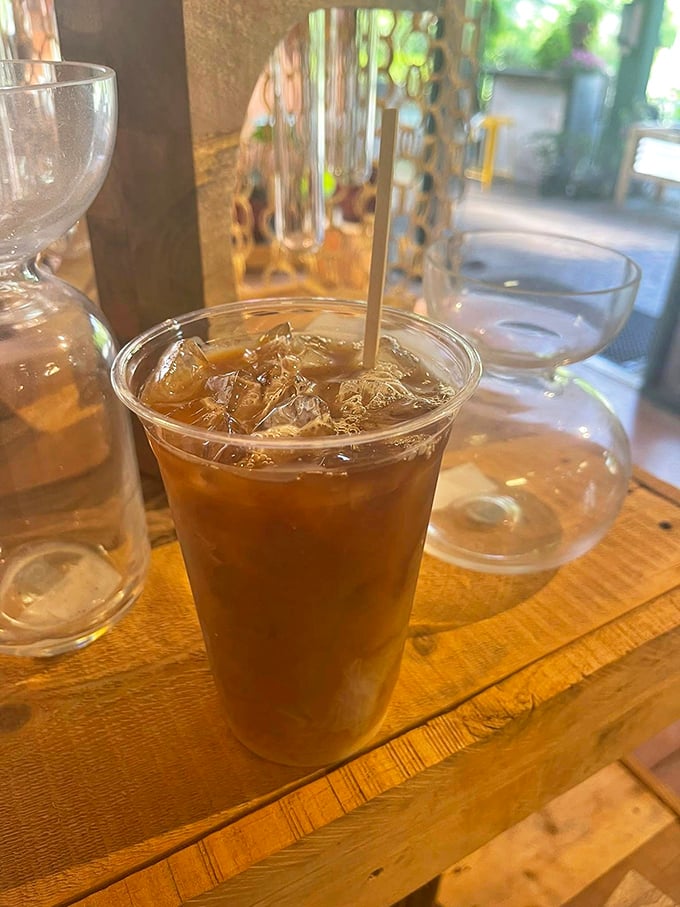 House-brewed iced tea served in a simple cup &ndash; refreshment that tastes like summer captured in liquid form.