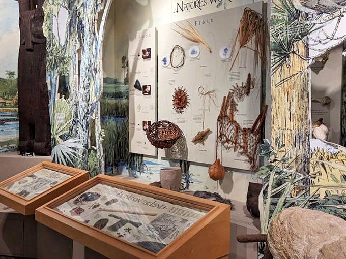 Interactive exhibits bring history to life, showcasing how native peoples ingeniously crafted tools and household items from the natural resources around them.