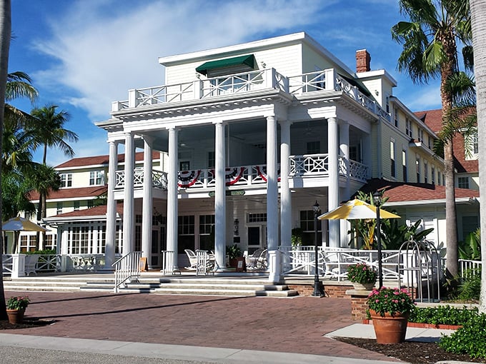 Grand colonial columns and sweeping porches welcome visitors to this historic hotel, the crown jewel of Boca Grande's gilded past.