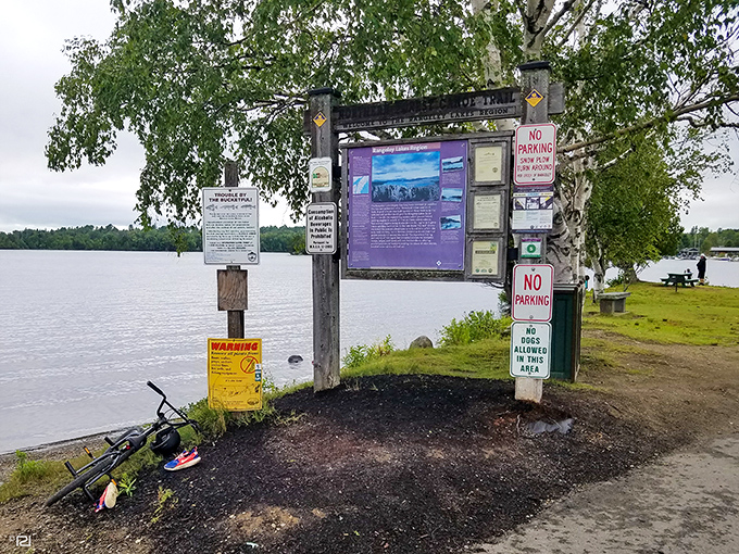 Information central for lake adventurers &ndash; where maps and warnings share space with the unwritten rule that cell phones should remain pocketed in paradise.