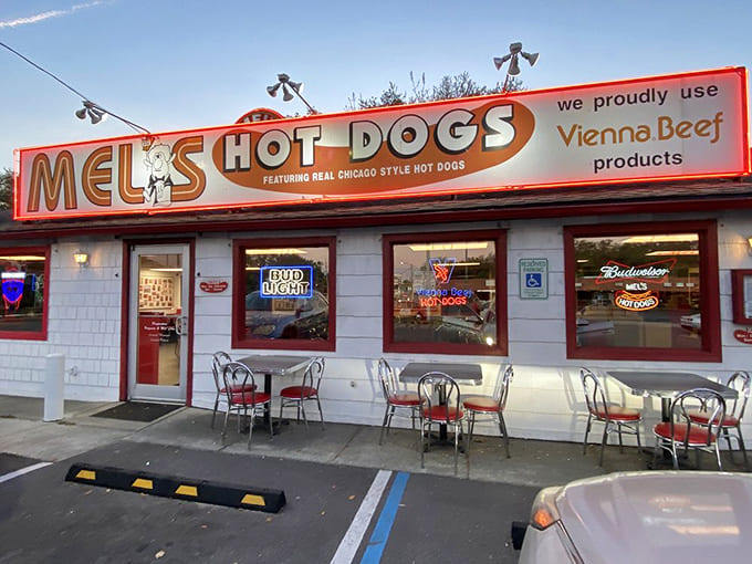 Outdoor seating perfect for Florida weather, where you can enjoy your frank while soaking up the sunshine and atmosphere.