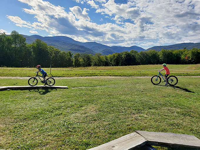 Young adventurers discover the joy of wide open spaces, where mountain bikes and imagination create childhood memories that will last a lifetime.