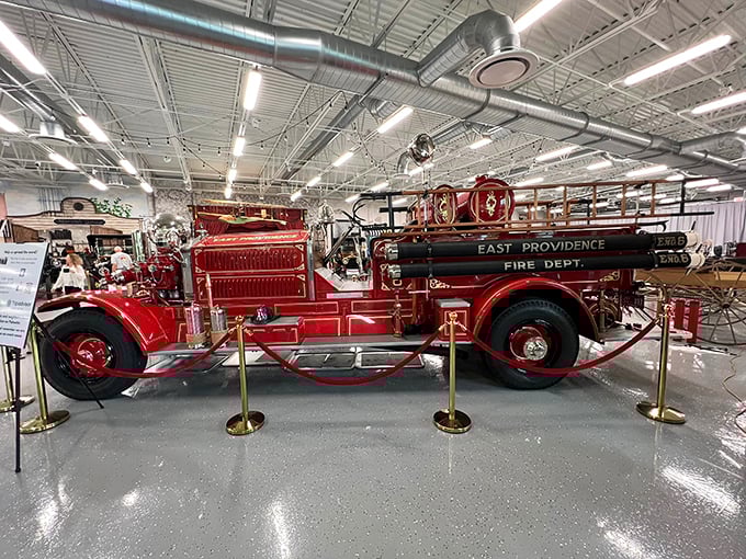 This vintage fire engine on display reminds visitors that transportation history extends beyond the rails &ndash; though trains are clearly superior!