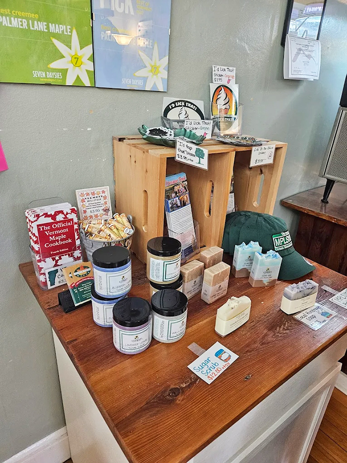 Local artisan products line the shelves alongside maple goods, because once you're buying tree sap, you might as well grab some handmade soap too.