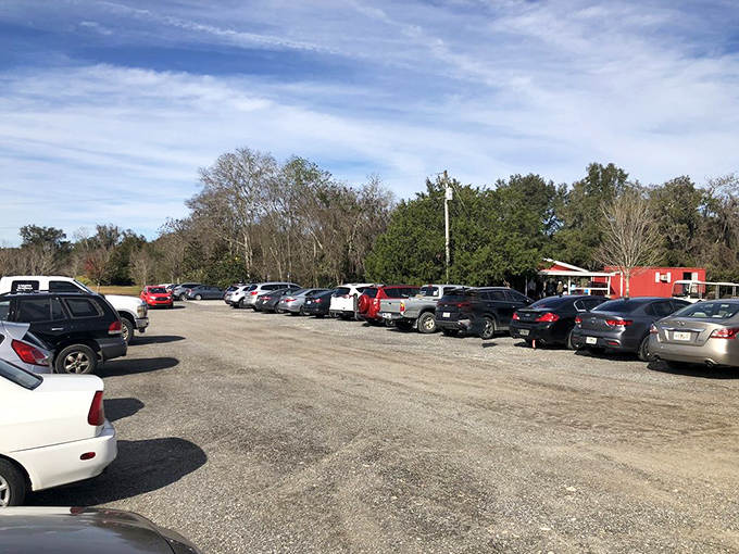 The bustling parking lot hints at The Canyons' popularity, yet the vast property ensures adventures never feel crowded.