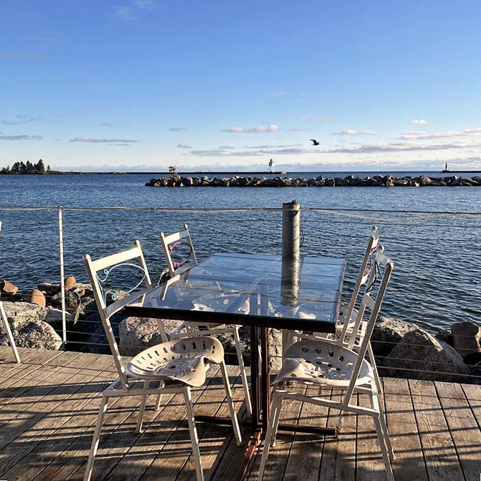 Lakeside dining doesn't get more literal than this &ndash; where every table comes with a side of harbor views and fresh Superior breezes.