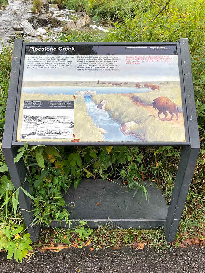 Informative displays tell the story of Pipestone Creek's importance to both the ecosystem and the people who have gathered here for centuries.