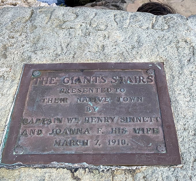 The historic plaque reveals the Giant Stairs' origin story &ndash; Captain Sinnett knew a good view when he saw one.