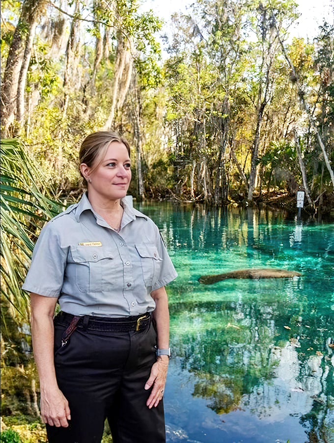 Park staff members share their knowledge and passion for manatee conservation, enhancing visitor understanding of these remarkable creatures.