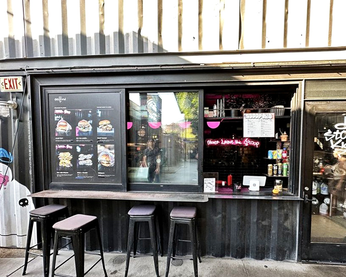Stoop Kid's walk-up window offers sandwich salvation to hungry visitors who know the difference between eating and dining well.