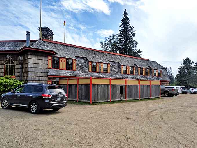 Step into this historic lodge and be transported to another era through its spectacular Indigenous-inspired painted ceiling.