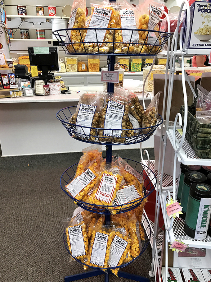 This tiered stand isn't just displaying popcorn &ndash; it's showcasing edible trophies, each bag a champion of flavor waiting to be crowned your favorite.