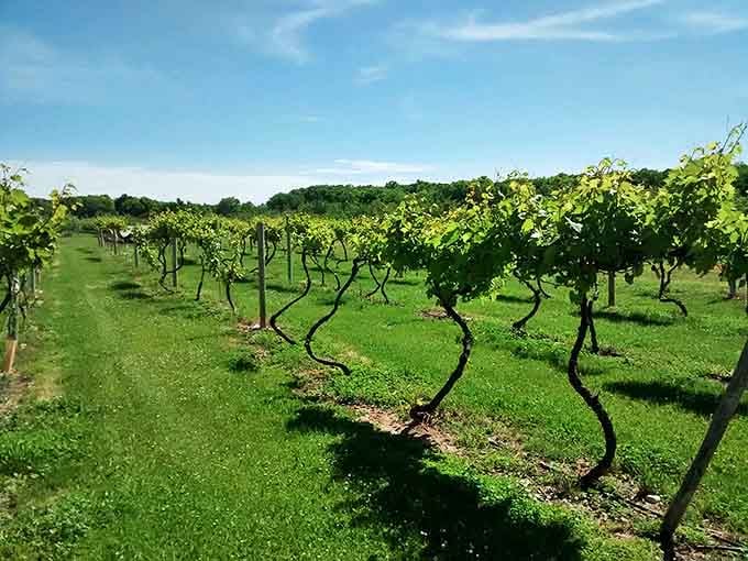 Vineyard rows create natural pathways through the property &ndash; like nature's version of the yellow brick road.