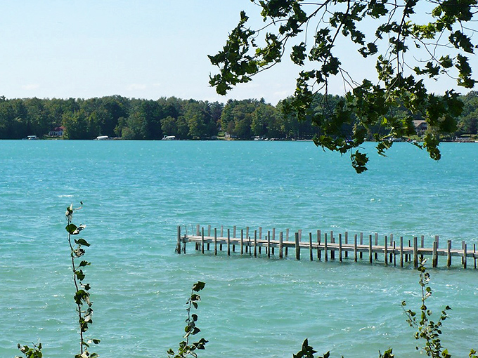 Wooden walkway to wonder: This simple pier invites contemplation as it stretches toward Elk Lake's impossibly blue depths.