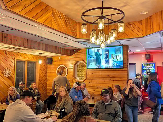 Diners filling the space with laughter and conversation, the universal language of people enjoying seriously good food together.