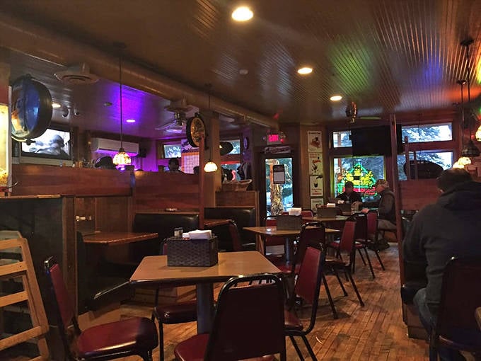 The dining area's wood-paneled walls and comfortable booths have witnessed generations of celebrations, dates, and everyday meals.