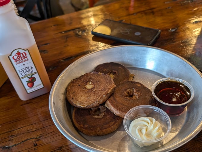 The perfect breakfast of champions: warm cider donuts with maple syrup and a side of Vermont morning sunshine.