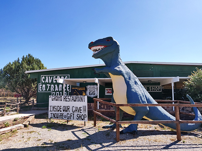 The unassuming entrance to Grand Canyon Caverns belies the extraordinary underground world waiting 210 feet below.