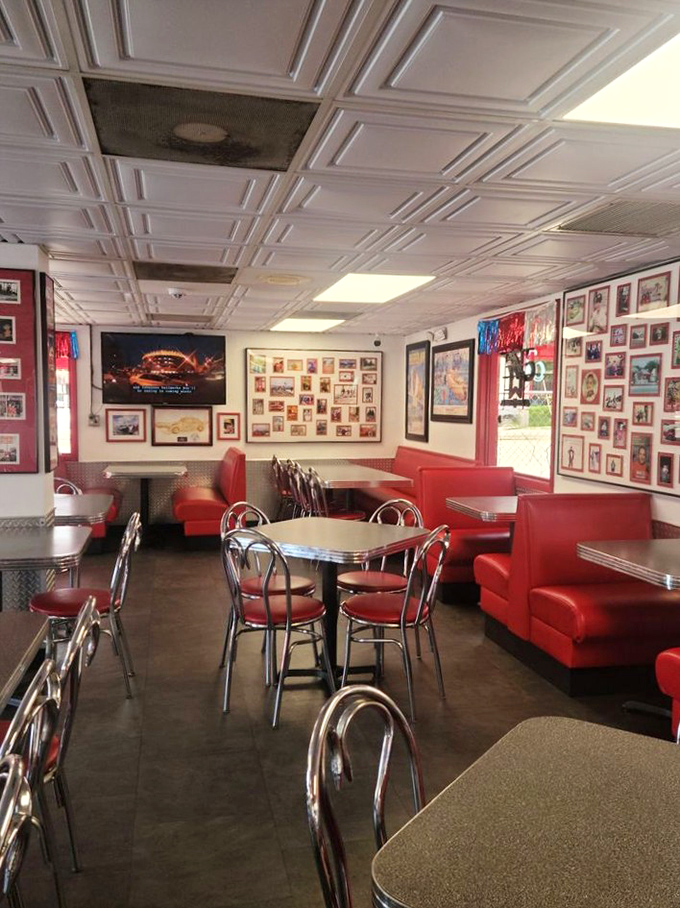 Red booths, chrome tables, and walls of memories create the perfect backdrop for enjoying Tampa's favorite hot dog experience.