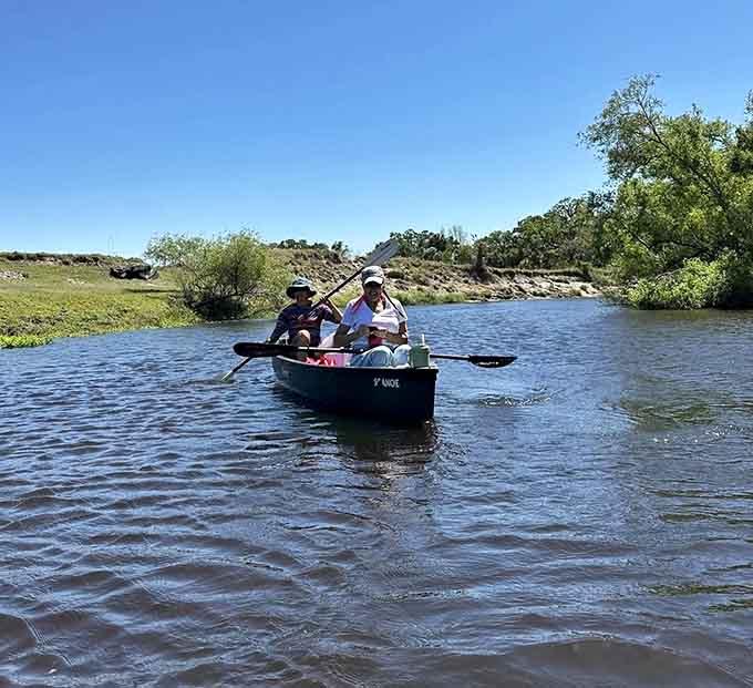 Paddling the river combines peaceful recreation with the excitement of potentially discovering your next prehistoric prize.
