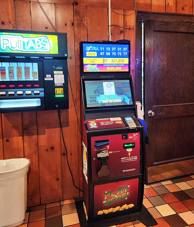 Even the gaming area maintains that classic neighborhood joint vibe – where locals might try their luck between bites of Detroit's famous square pizza.