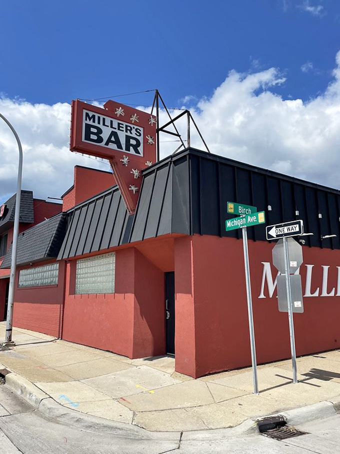 The corner location makes Miller's an unmistakable Dearborn landmark, its bright red exterior as straightforward as the food served inside.