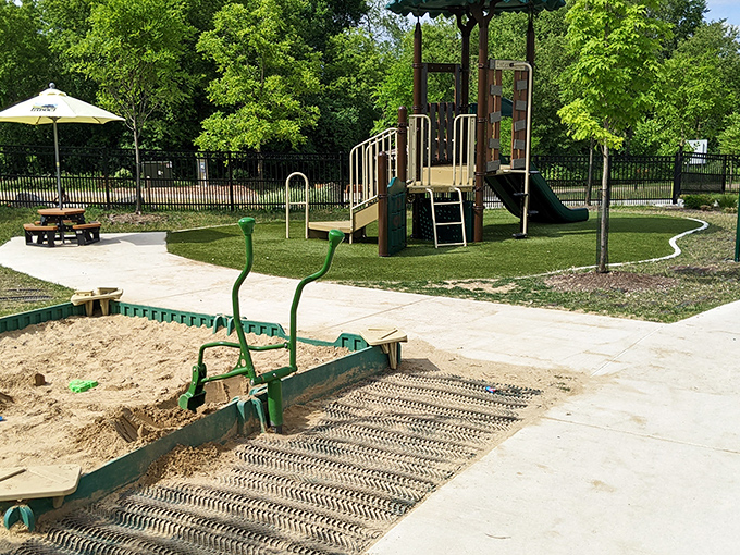 This inclusive play area ensures fun is accessible to all, with equipment designed to accommodate children regardless of ability level.