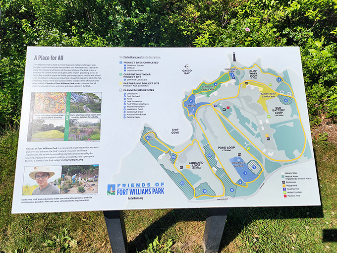 Visitor's perspective: The park's informative signage helps modern explorers understand the significance of this historical treasure.