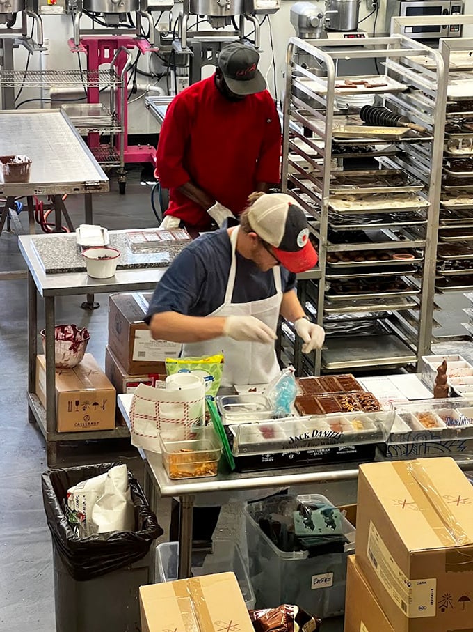 Behind the scenes, candy artisans work their sweet magic, transforming simple ingredients into treats that defy both gravity and willpower.