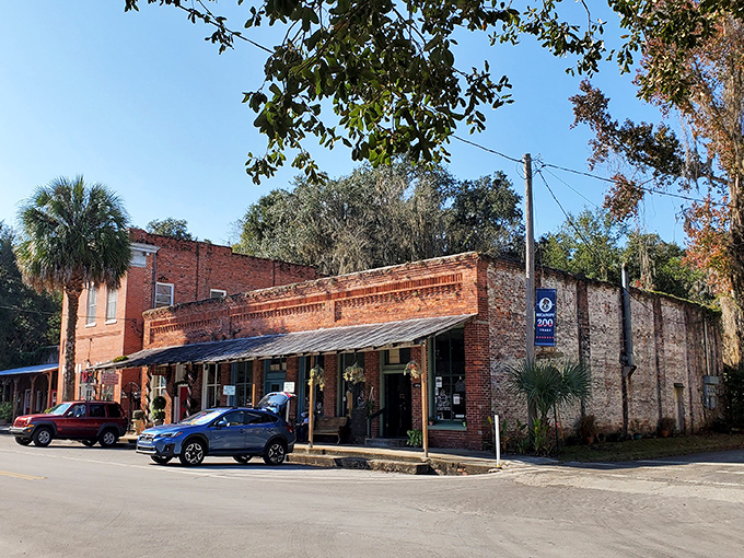 Micanopy's architectural medley creates a streetscape where each building has its own personality yet harmonizes with its neighbors.