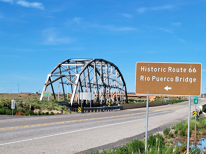 New Mexico's clear blue skies provide the perfect backdrop for this engineering landmark that connects past and present.