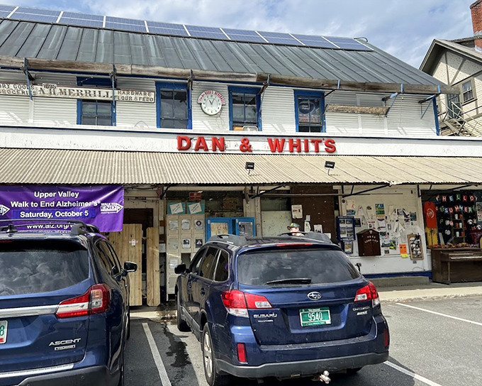 Another view of the exterior shows how Dan & Whit's fits perfectly into Norwich's streetscape, a living piece of Vermont's retail heritage.