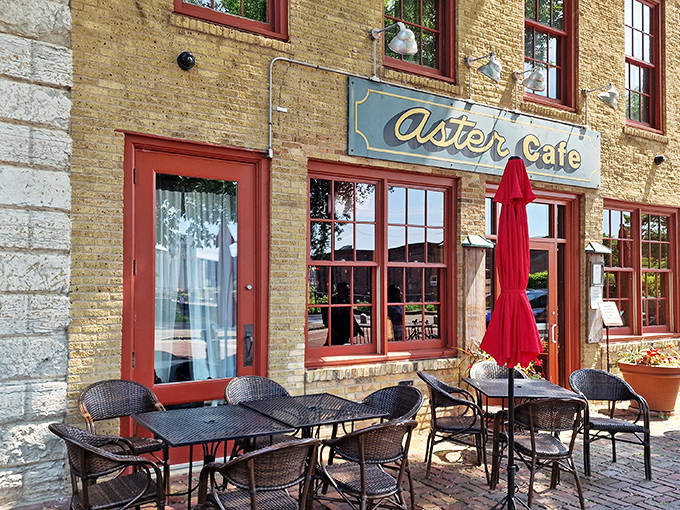 The outdoor seating area beckons with the promise of people-watching and river views – Minnesota's answer to European cafe culture.
