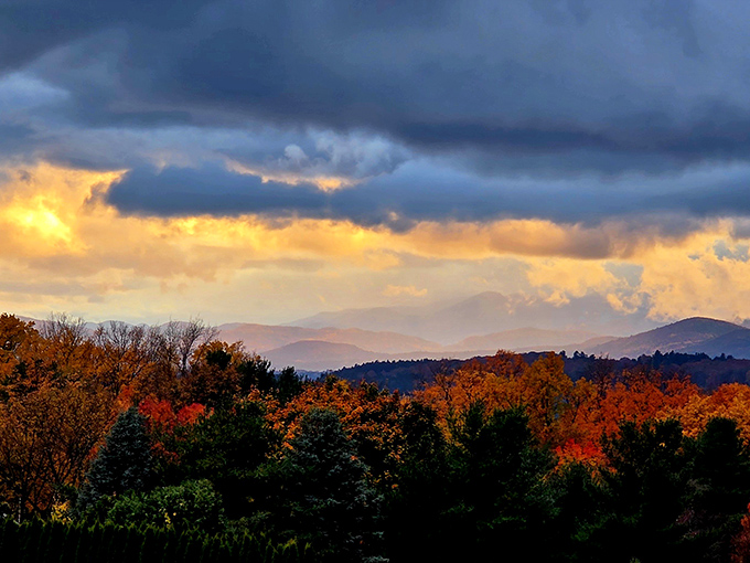 When fall foliage meets dramatic skies, even seasoned Vermonters stop to stare &ndash; nature showing off for anyone paying attention.