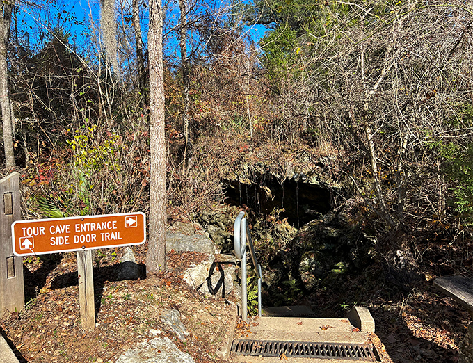 Follow the sign to adventure! The Tour Cave Entrance marks your entry point into a fascinating subterranean world.