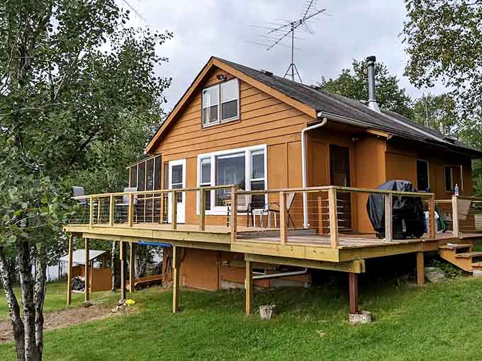 The cheerful cabin exterior welcomes you home after island adventures, proving that sometimes the best accommodations are the ones that don't try too hard.