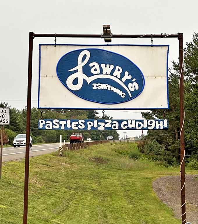 The blue oval sign along the highway has guided generations of hungry travelers to pasty perfection&mdash;a true Michigan landmark.