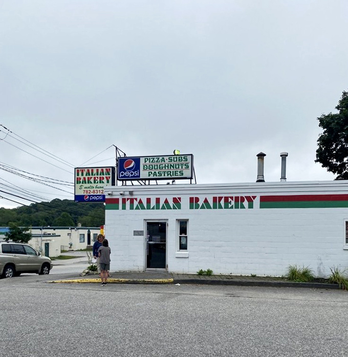 The charming exterior welcomes you, hinting at cozy warmth, comforting flavors, and delicious Italian treats waiting inside.