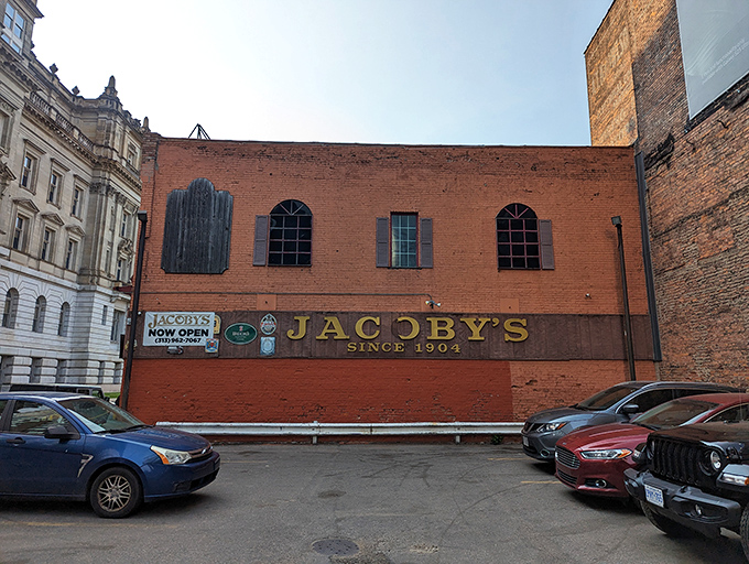 The unassuming brick exterior hides a century of Detroit dining history &ndash; where countless hungry visitors have parked before their German feast.