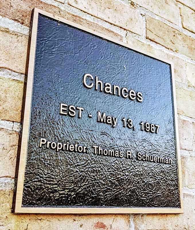 The plaque that tells you exactly how old this place is, in case the ghost sightings weren't hint enough.