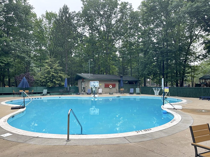 The pool offers refreshing relief after hiking adventures, proving that "natural swimming holes" are overrated when chlorine and clear water exist.
