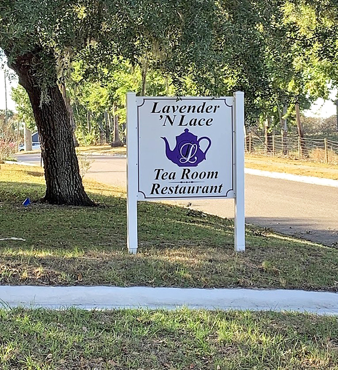 The sign that signals your arrival at civilization's most civilized ritual&mdash;just follow the teapot to tranquility.