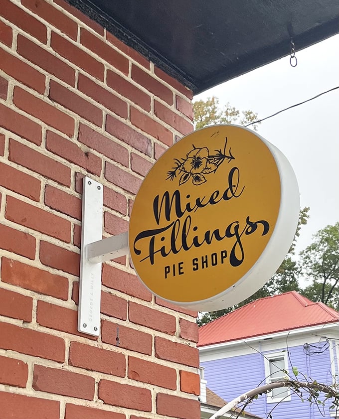 That yellow sign means you've arrived at pie paradise. Follow it like a dessert compass to flavor nirvana.